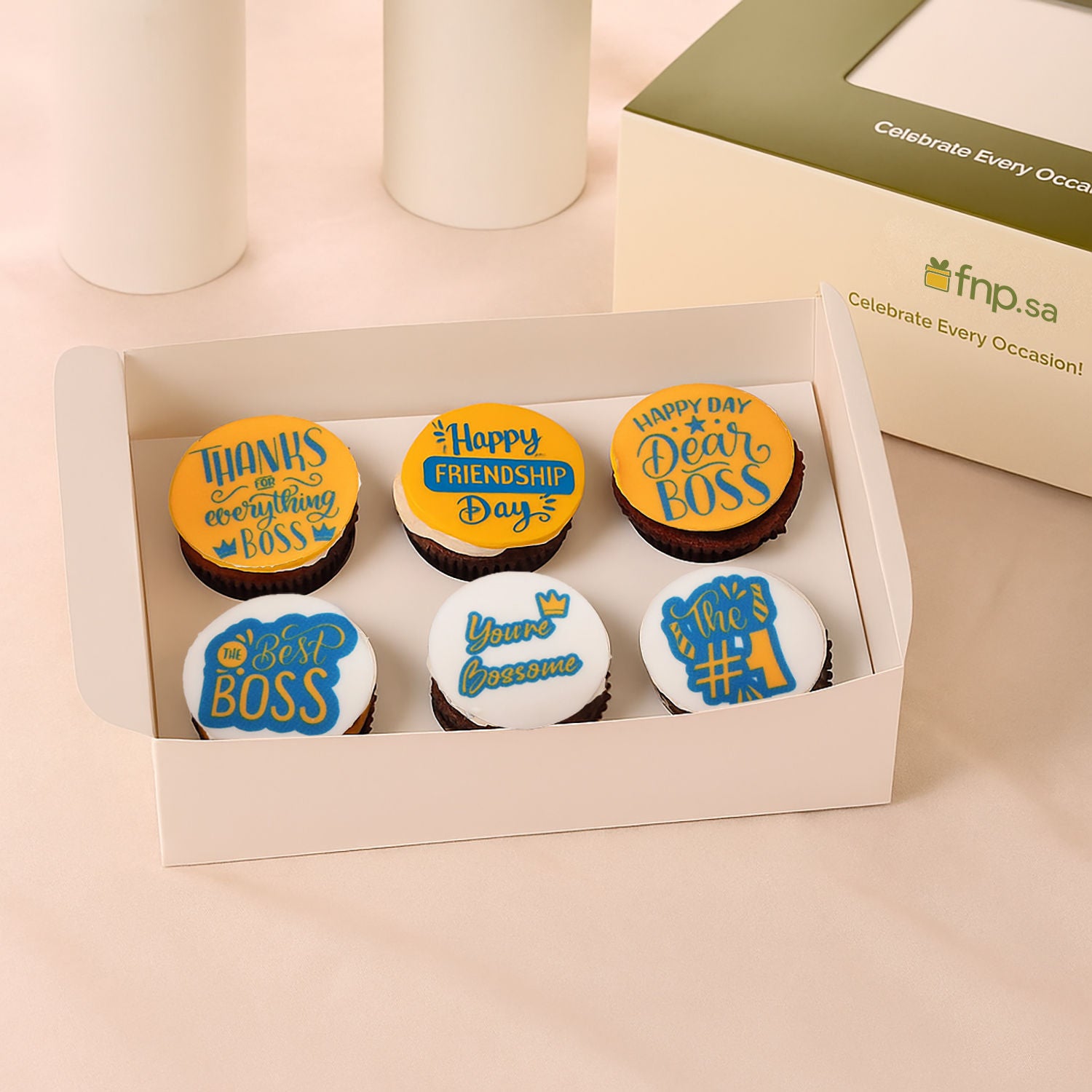Buy Boss Day Chocolate Cupcake Box Online in Saudi Arabia - FNP SA