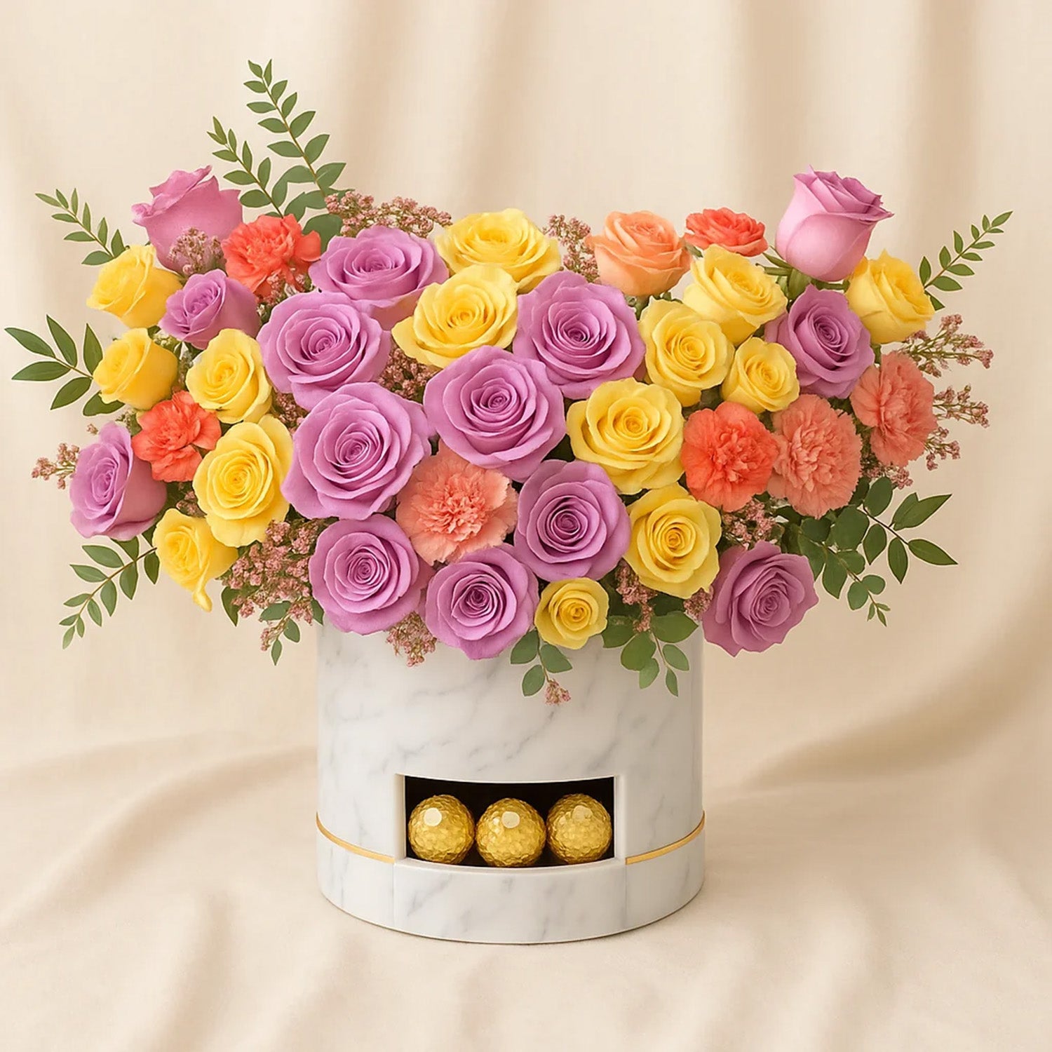 Buy Royal Bloom & Chocolate Indulgence Box Online in Saudi Arabia - FNP SA